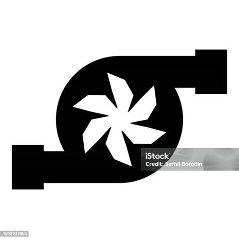 터빈 자동차 모바일 개념 자동차 터보 차저 수리 서비스 터보 차저 아이콘 블랙 컬러 벡터 일러스트레이션 이미지 플랫 스타일