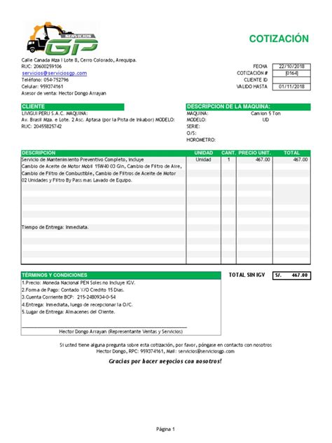 Cotizacion Montacarga Pdf