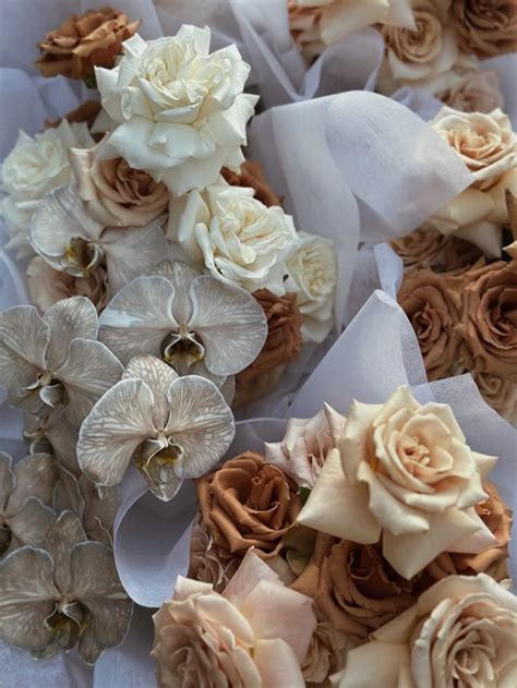 Boxed Beauties Neutral Wedding Flowers Ivory Wedding Flowers Brown