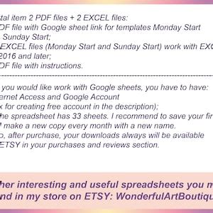 Monthly Planner Spreadsheet Task Management Personal Tasks Etsy