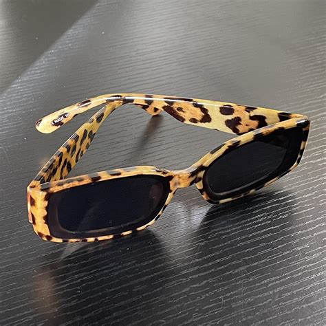 Cheetah Print Square Sunglasses Depop