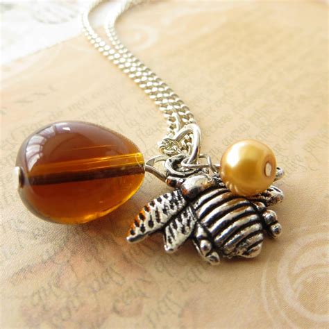 Bumble Bee Necklace Brown Glass And Honey Pear Folksy
