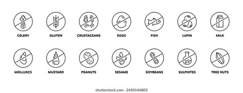 Food Allergens Vector Icons Set Stock Vector Royalty Free 2450146807