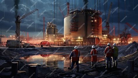 Premium Ai Image Nuclear Power Plant Construction Site Workers