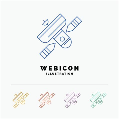 Broadcast Broadcasting Radio Satellite Transmitter 5 Color Line Web Icon Template Isolated