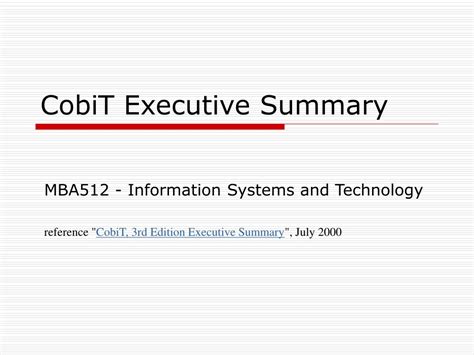 PPT CobiT Executive Summary PowerPoint Presentation Free Download ID 9285613
