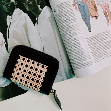 Sadie Travel Size Rattan Wallet In Black Pink Haley Wolf And Badger