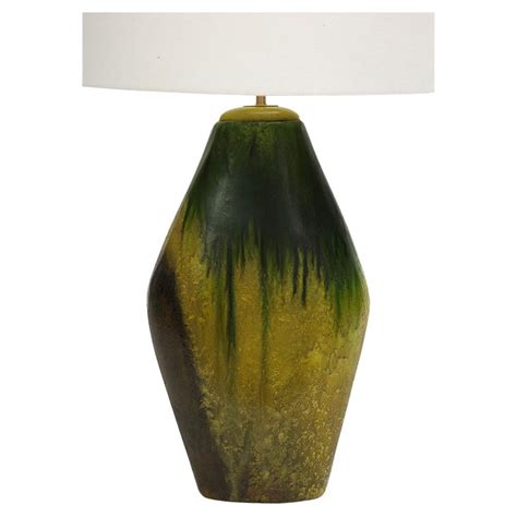 Marcello Fantoni Lamp Ceramic Green Yellow Earth Tones Signed For