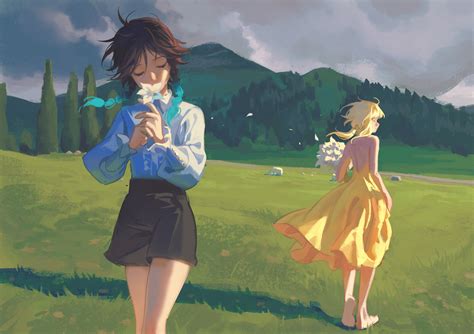 Lumine And Venti Genshin Impact Drawn By Fridaynightcat Danbooru