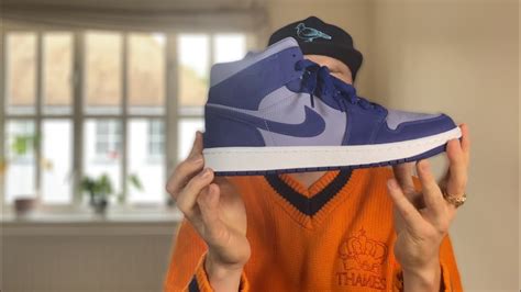 Air Jordan 1 Mid Wmns Iron Purple Deep Royal Blue Reviewon Feet