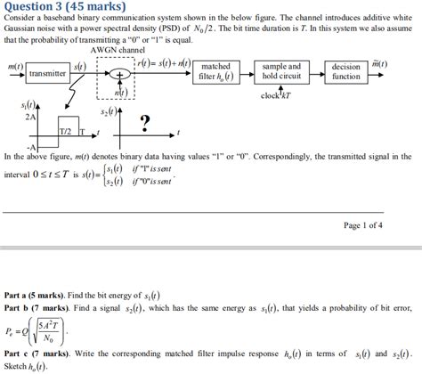 question 3 45 marks consider a baseband binary