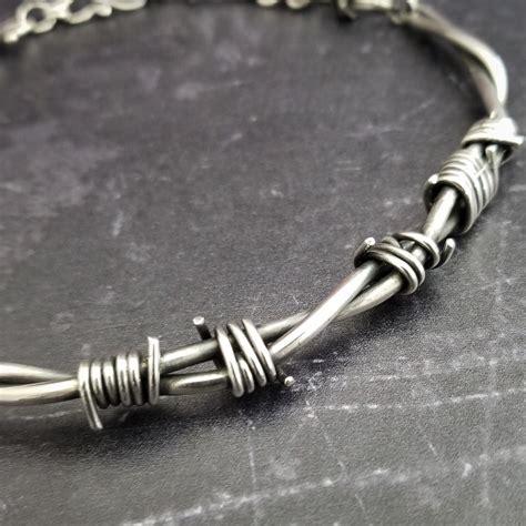 Brambles Barbed Wire Bdsm Locking Submissive Collar Sterling Silver Etsy