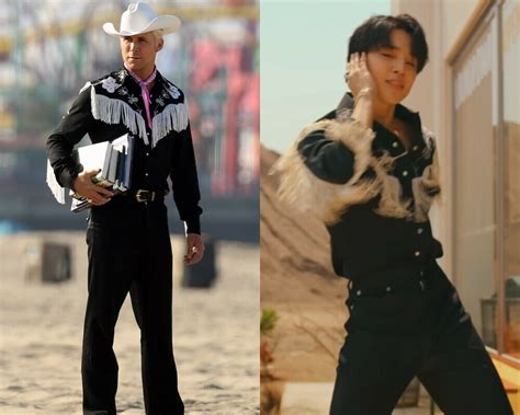 Bts Jimin And Ryan Gosling Share Ken Rgy Cowboy Outfits And A Guitar