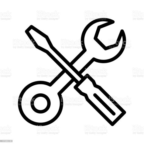 흰색 배경의 서비스 도구 아이콘입니다 유지 보수 수리 표지판 벡터 일러스트레이션 공구상자에 대한 스톡 벡터 아트 및 기타 이미지 공구상자 글로벌 커뮤니케이션 기계