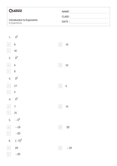 50 Exponents Worksheets For 3rd Grade On Quizizz Free And Printable