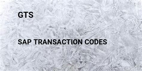 Gts Tcode In SAP Transaction Codes List