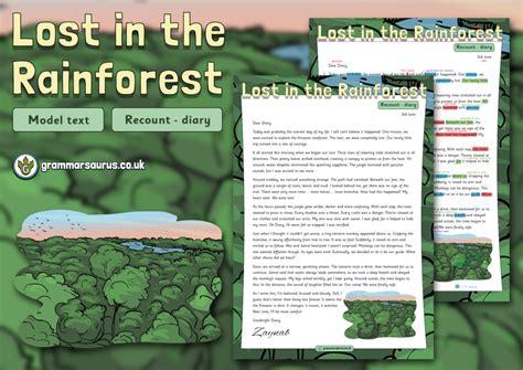 Year 3 Model Text Recount Diary Lost In The Rainforest Grammarsaurus