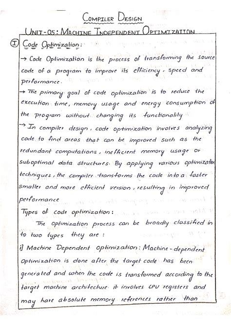 Cd Unit 5 Hand Written Notes Of Compiler Design Unit 5 Compiler Design Machine Independent