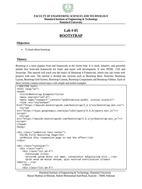 Lab5 Pdf Bootstrap Front End Framework Computing