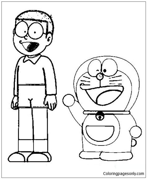Nobita And Doraemon Coloring Page Free Printable Coloring Pages