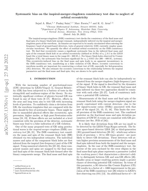 Pdf Systematic Bias On The Inspiral Merger Ringdown Consistency Test Due To Neglect Of Orbital