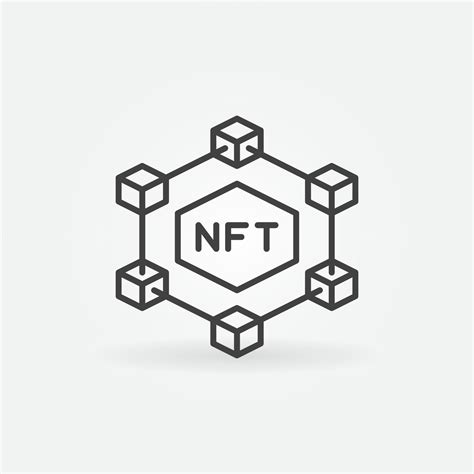 Blockchain With Non Fungible Token Outline Vector Icon Nft Symbol