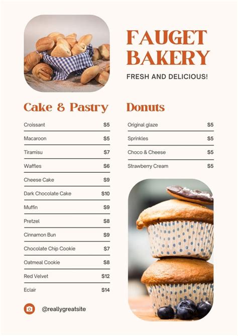 Page 2 Free And Customizable Delectable Bakery Menu Templates Canva