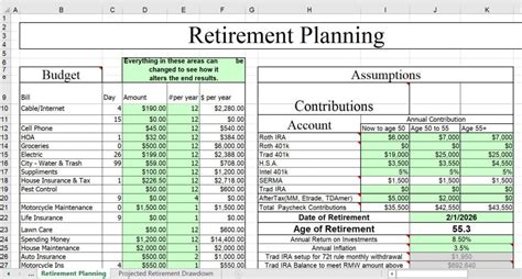 Retirement Spreadsheet Template