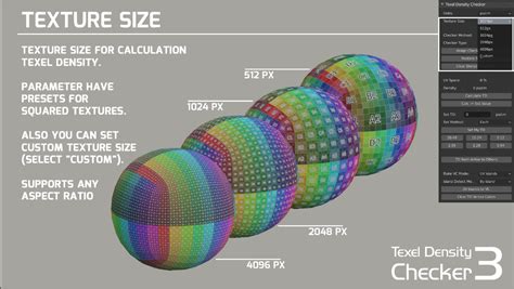 Blender贴图大小密度分布控制插件 Texel Density Checker Ourblender 专业的三维素材库