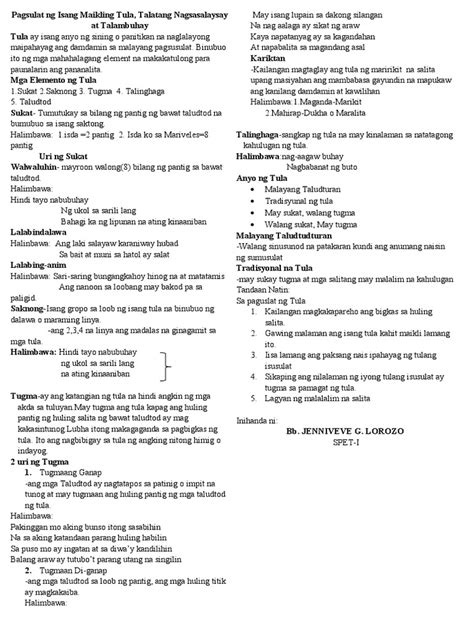 Pagsulat Ng Isang Maikling Tula Pdf