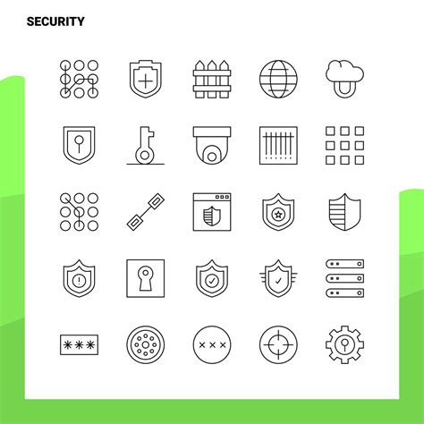 Set Of Security Line Icon Set 25 Icons Vector Minimalism Style Design