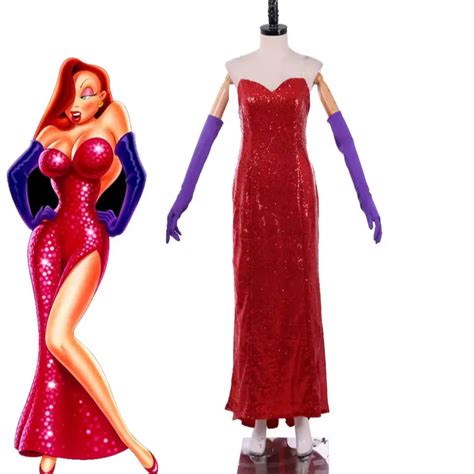 Movie Who Cosplay Framed Roger Costume Rabbit Jessica Sexy Tube Sleeve