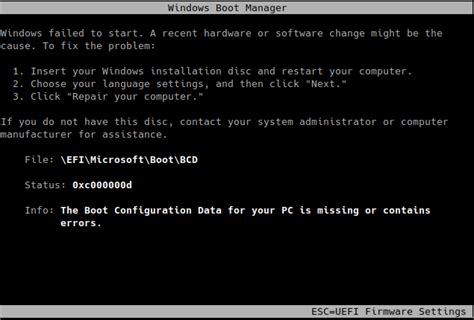 Issue Win10 Vm Windows Boot Manager Error Failed To Start Lxc
