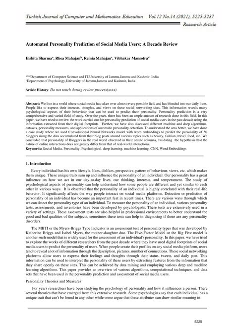 Pdf Automated Personality Prediction Of Social Media Users A Decade Review