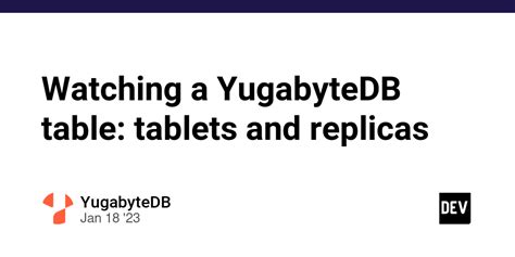 Watching A Yugabytedb Table Tablets And Replicas Dev Community