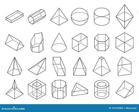 Abstract Isometric 3d Geometric Outline Shapes Vector Set Stock Vector Illustration Of Concept