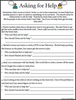 Life Skills Asking For Help How To Ask For Help Worksheet Life