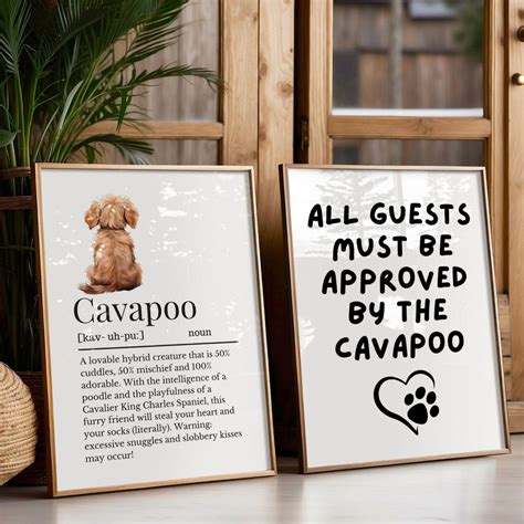 Cavapoo Definition Print Set Illustrated Cavapoo Wall Art All Guests