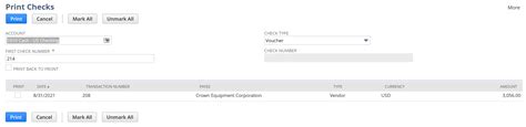 How To Re Print A Check In Netsuite Projectline Knowledge Base