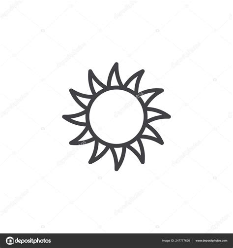 Beautiful Sun Outline Icon Linear Style Sign Mobile Concept Web Stock