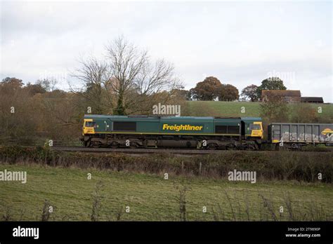 Freightliner Class 66 Diesel Locomotive No 66616 Pulling A Freight