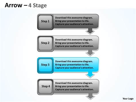Arrow 4 Stages Diagram 7 PowerPoint Templates Download PPT Background Template Graphics