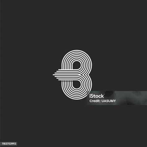 모노그램 문자 B 로고 디자인 모형 평행선 선형 요소 템플릿 명함 엠블럼 알파벳 B에 대한 스톡 벡터 아트 및 기타 이미지 알파벳 B 로고 줄무늬 Istock