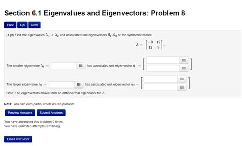 Solved Section Eigenvalues And Eigenvectors Problem Chegg