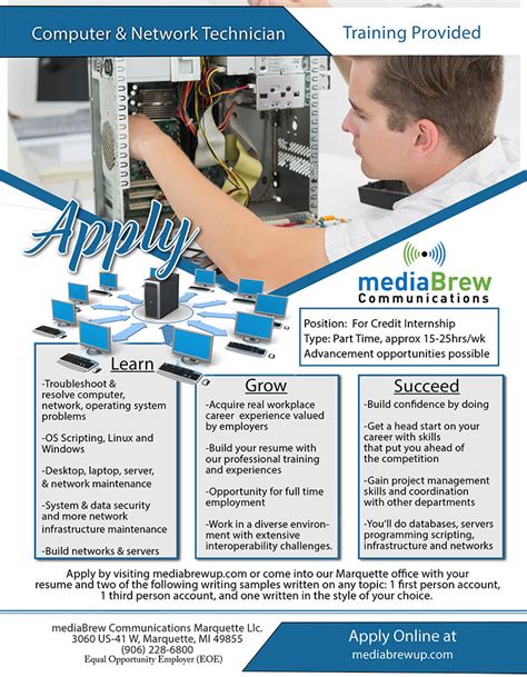 Computer Network Tech Paid Internship Nmu Job Fair Sheet V1 Mediabrew Communications