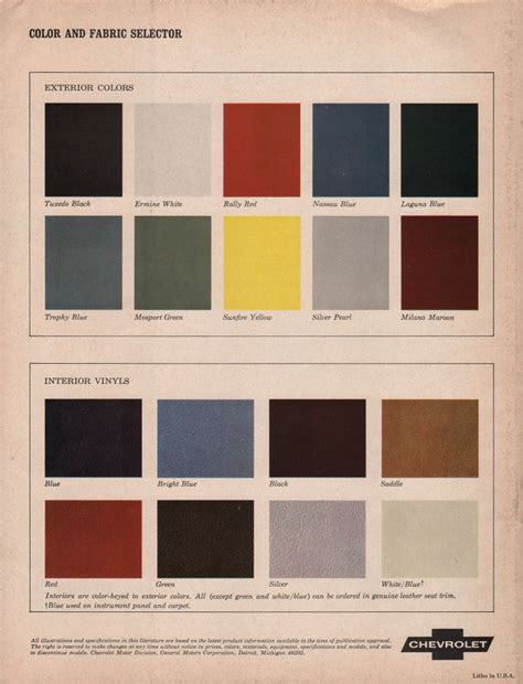 1966 Chevrolet Corvette Sting Ray Color Code Reference Guide Cool