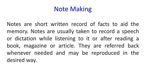 Note Making Class 11 Pptx