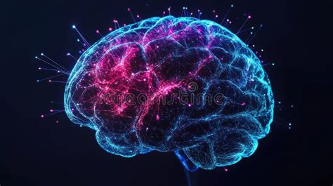 Abstract Neural Network Brain Visualization With Glowing Connections Big Data And Machine