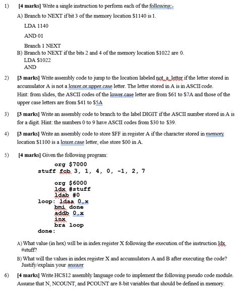 Solved 4 ﻿marks ﻿write A Single Instruction To Perform