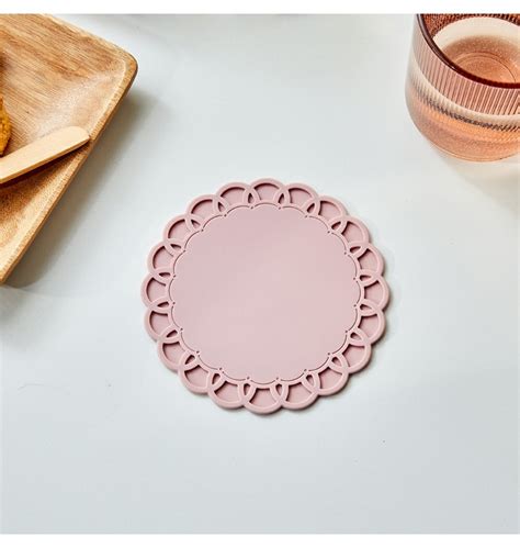 모던하우스 레이스드로잉 실리콘 컵받침 핑크 티몬